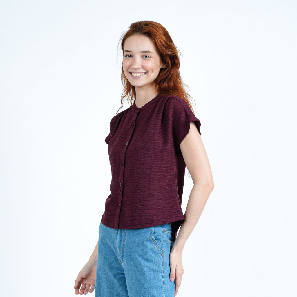 NICOLE Collar Neck Short Sleeve Blouse (NB2-2510-0050) | Shopee Malaysia