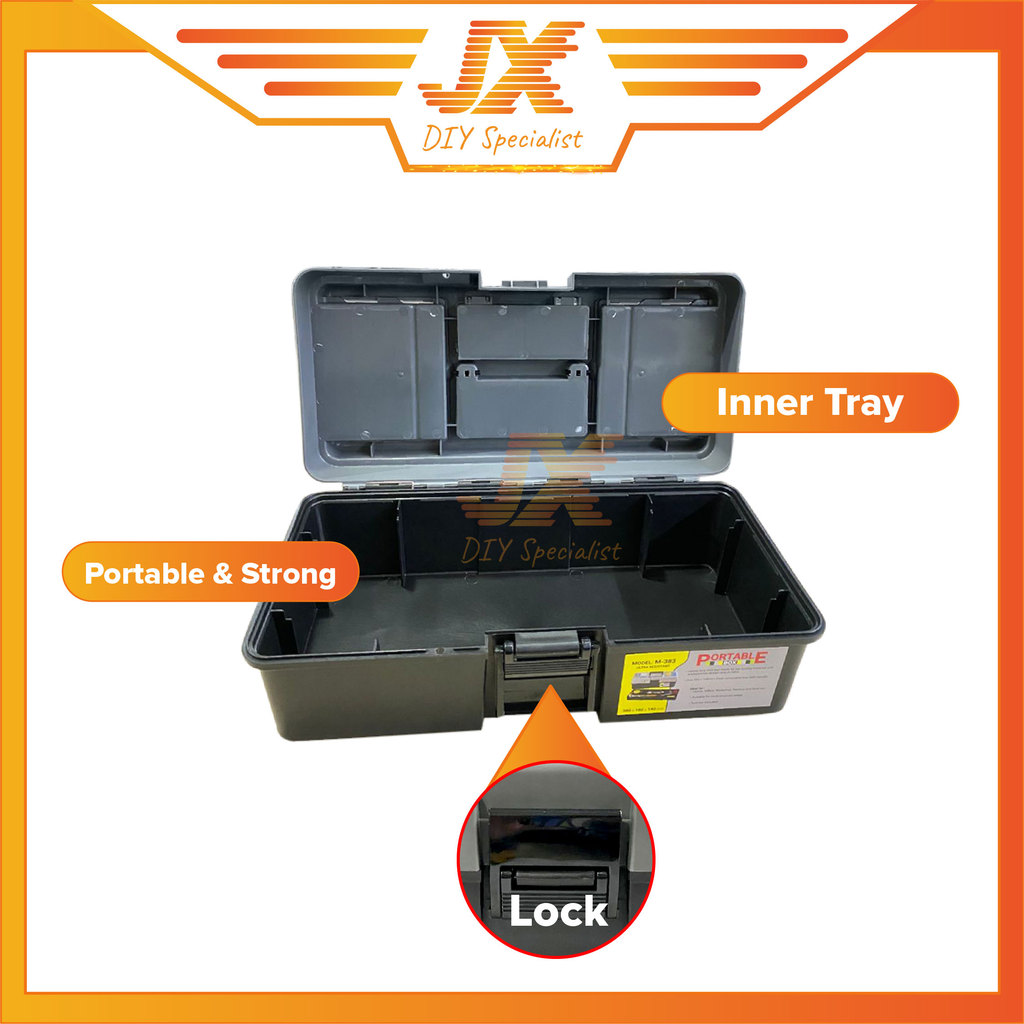 Heavy Duty Hard Plastic Multi Purpose Hardware Tool Storage Box Kotak ...