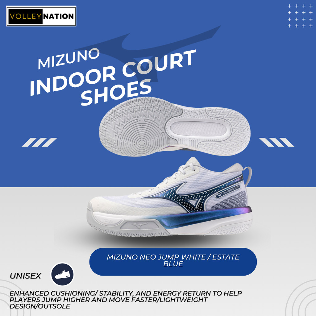 Mizuno Neo Jump White / Estate Blue [V1GA259951] | Shopee Malaysia