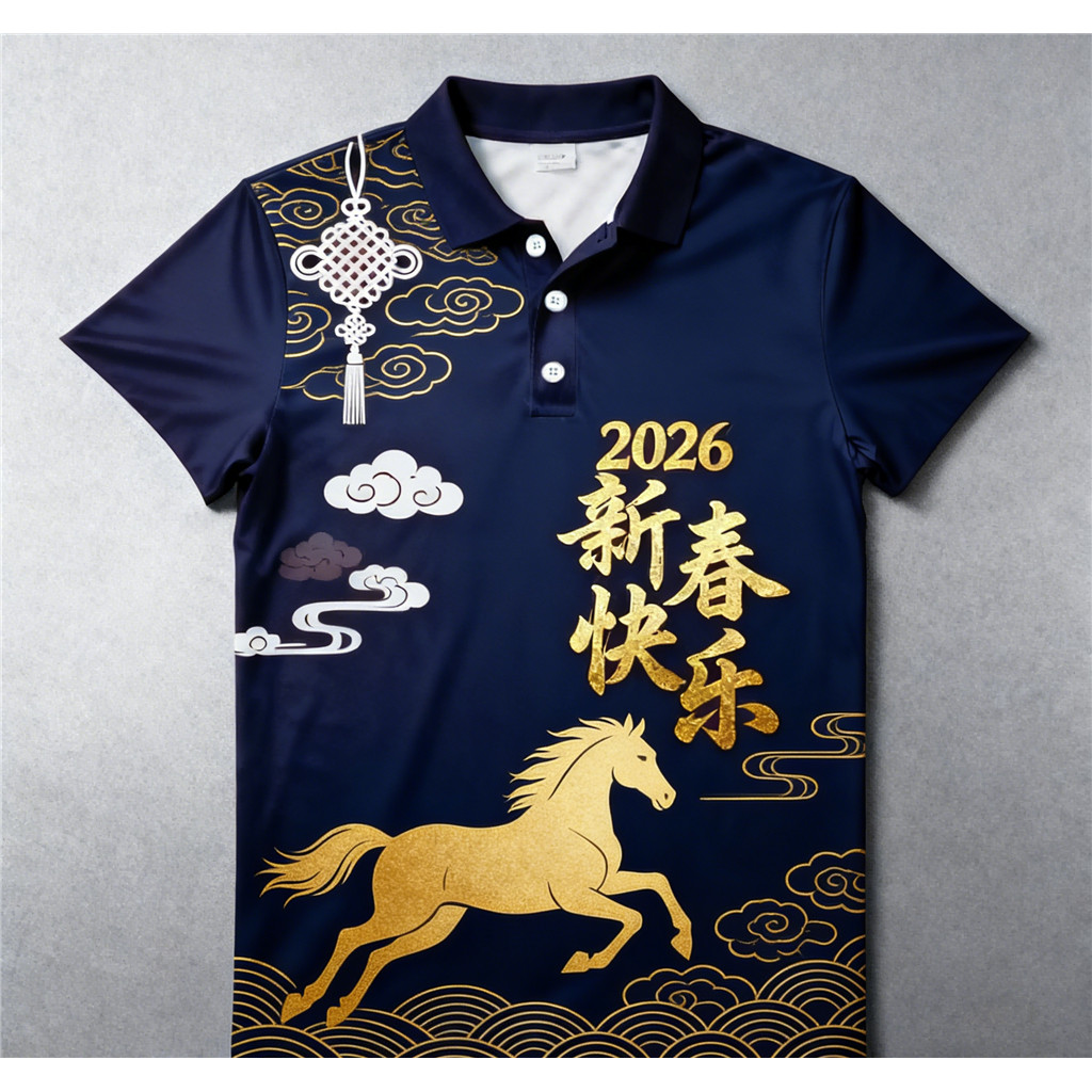 Men's Horse Year Polo Shirt, Chinese New Year Zodiac Print, 2026 ...