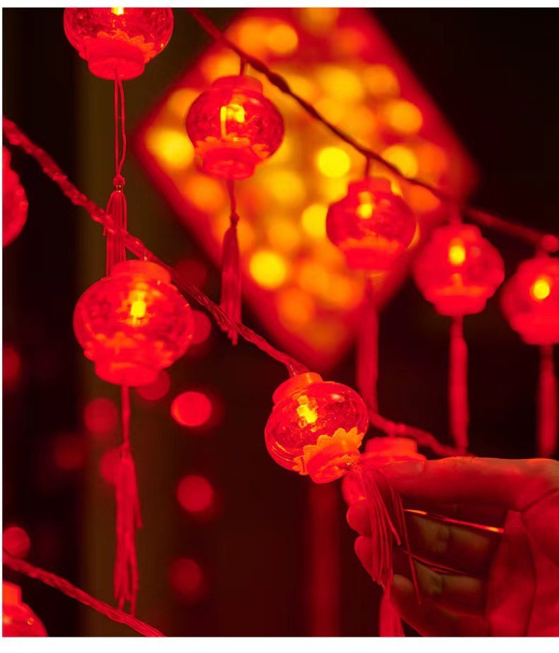 New Year Spring Festival LED Tassel Red Lantern Solar String Light ...