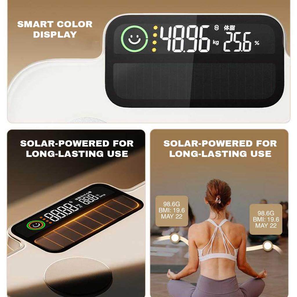 Mifier K60 Solar Tech Smart Scale Body Fat Scale with Large Color ...