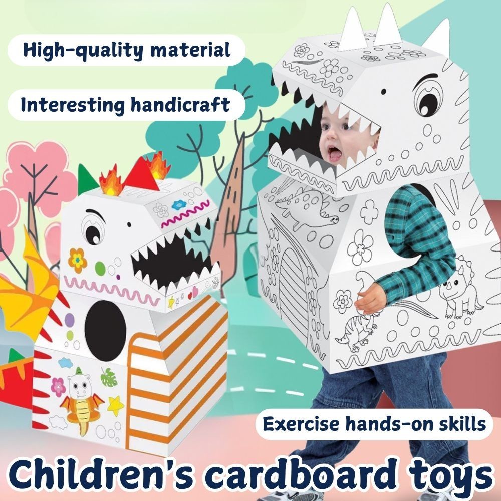 Pretend Play Carton 3D Toy Character Cardboard Children Dinosaur Carton ...