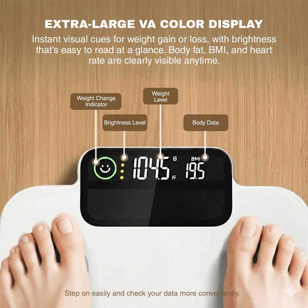 Mifier K60 Solar Tech Smart Scale Body Fat Scale with Large Color ...