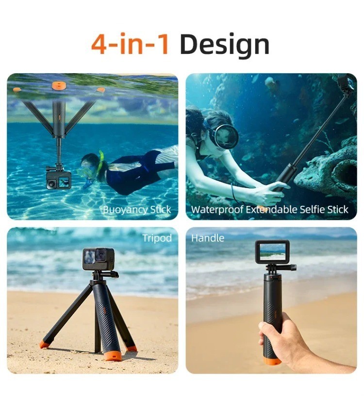 TELESIN Floating Selfie Stick Tripod For DJI Action 6 /Insta360 Ace ...