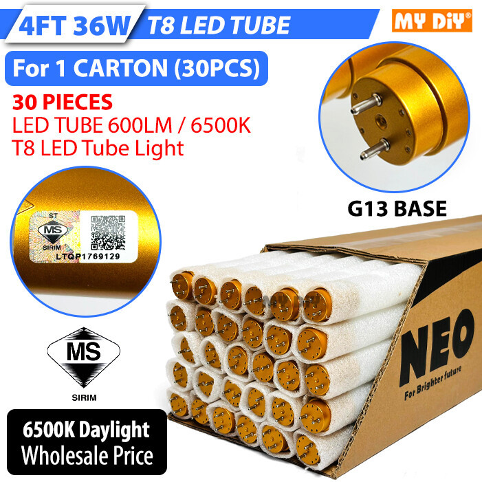 NEO SIRIM 30pcs 4FT 36W Extra Bright LED Tube 3600LM 6500K T8 LED Tube ...