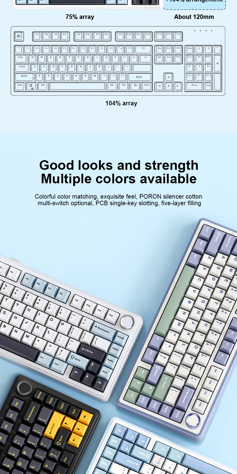 AULA F75 80 Keys 2.4G/Bluetooth/Wired Tri-mode Hotswap mechanical ...