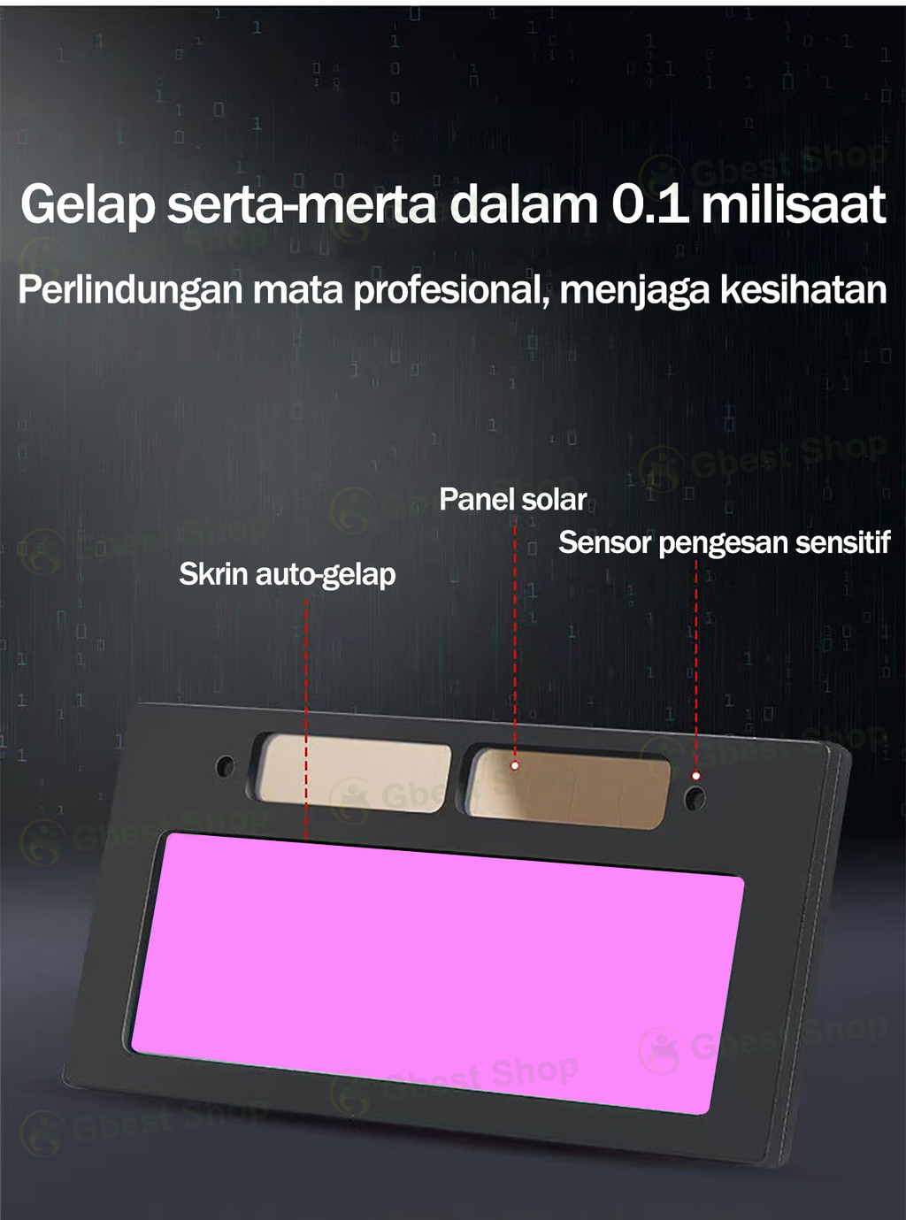 Gbest topeng weld Kimpalan Auto Gelap Kuasa Solar Auto Darken Welding ...