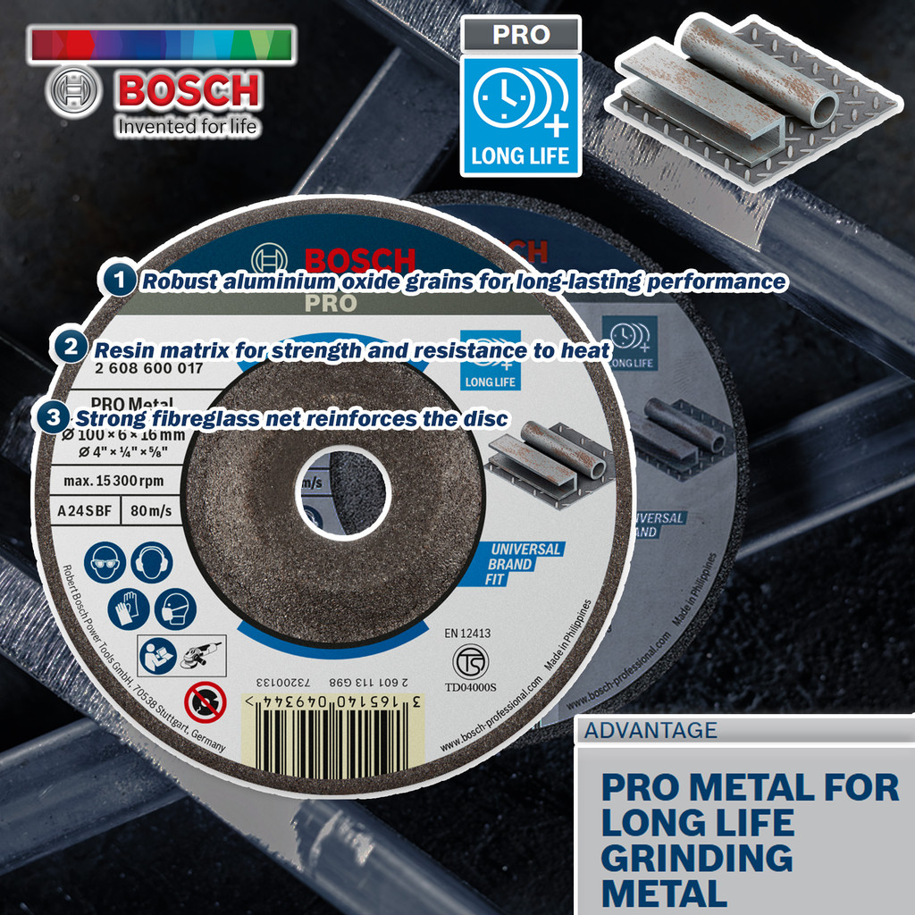COMBO DEAL BOSCH 4" X 6.0MM X 16MM METAL PRO GRINDING DISC (5X/10X/25X ...