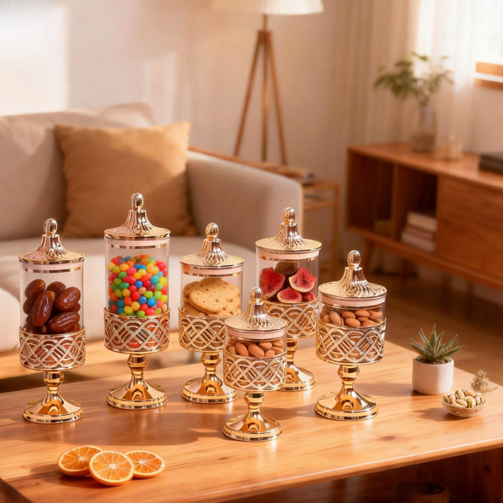 Locaupin RAYA Festive Sealed Food Storage Jar with Stand | Gold & Rose ...
