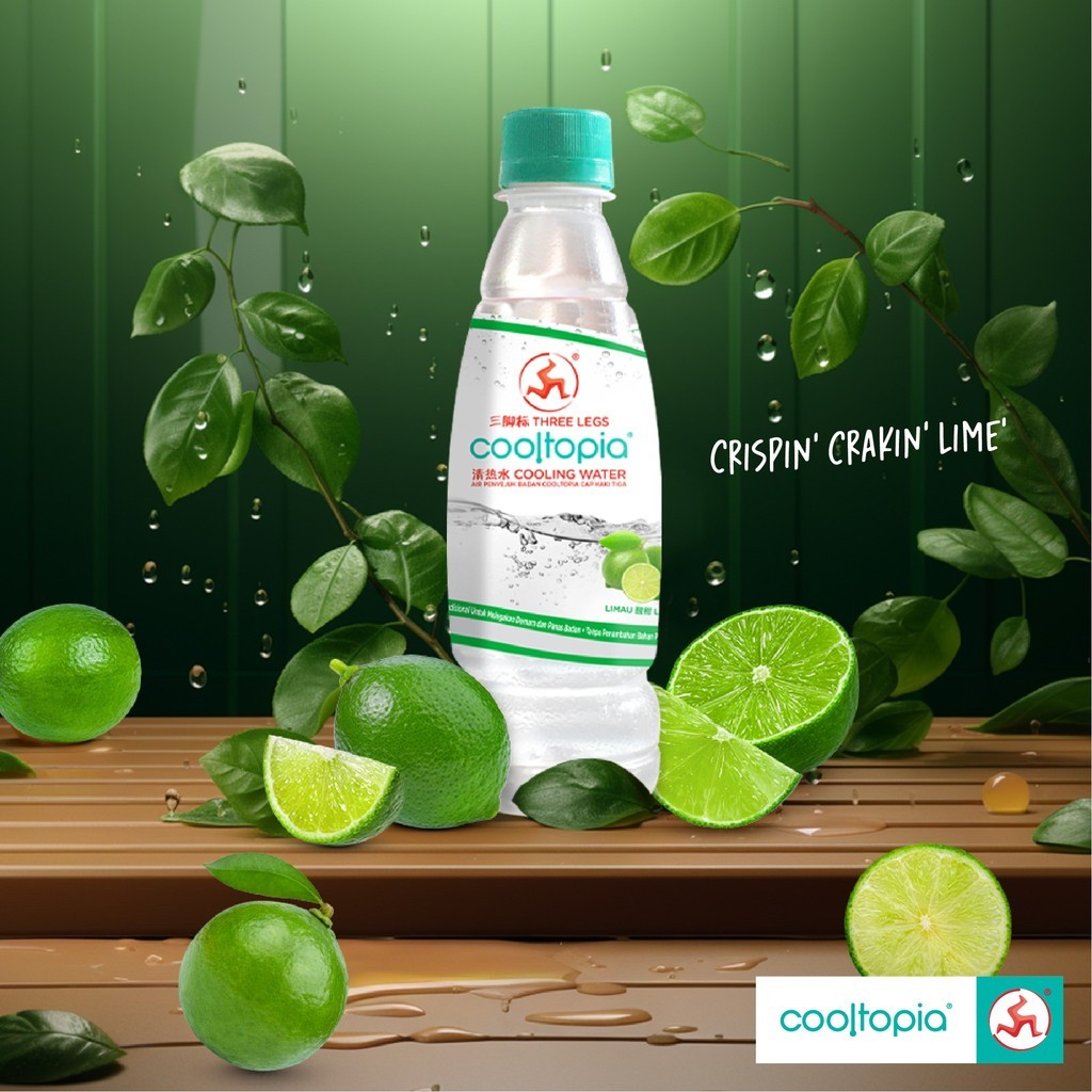 Three Legs Cooltopia Lime Flavored Cooling Water (320ml) [Cap Kaki Tiga ...