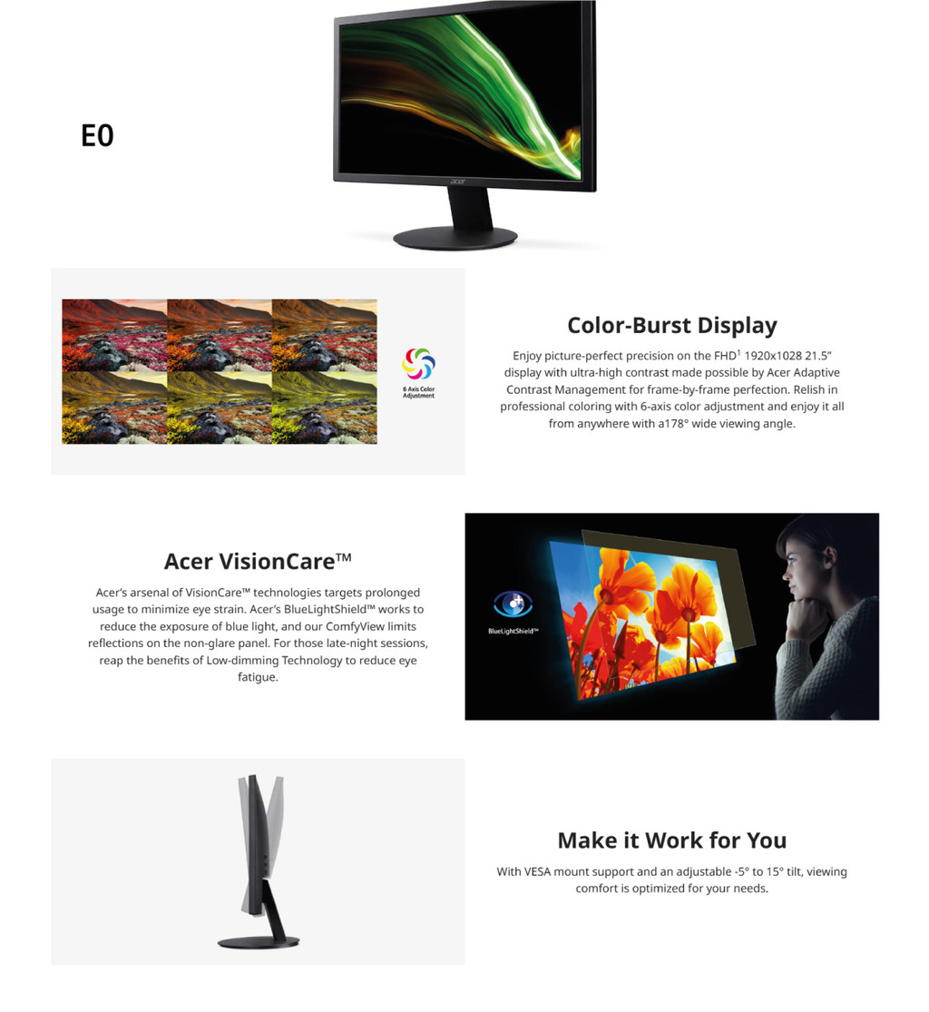 ACER E200Q 19.5" Office Monitor | TN | 75Hz | 6ms | Shopee Malaysia