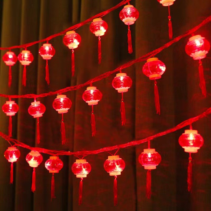 New Year Spring Festival LED Tassel Red Lantern Solar String Light ...