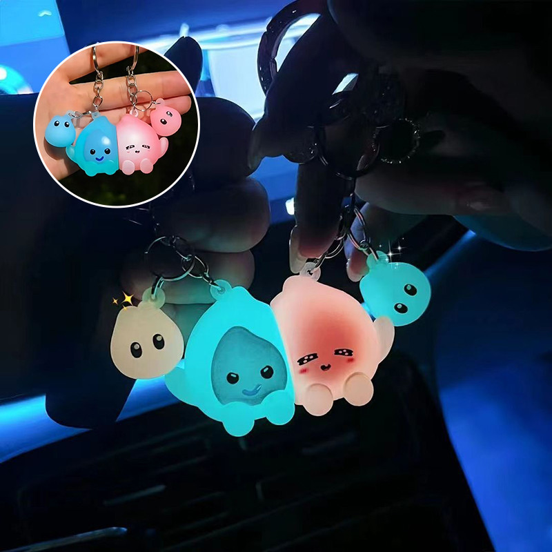 Creative Couple Keychain Magnetic Night Light Small Fire Keyring Bag ...