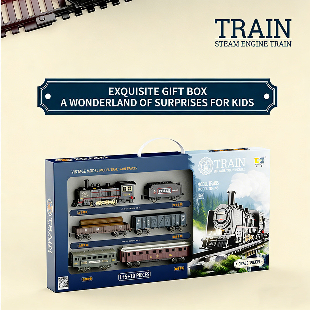 Toddler Early Education Train Playset Electric Retro Track Toy for ...