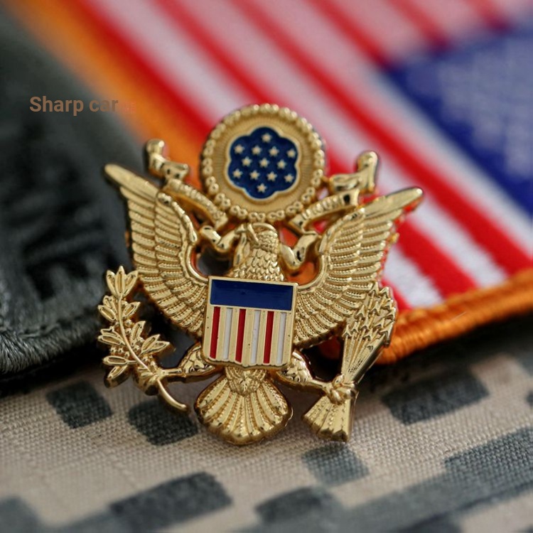 [USA] Us Army Cap Badge Small Military Fan Metal Epaulet USARMY ...