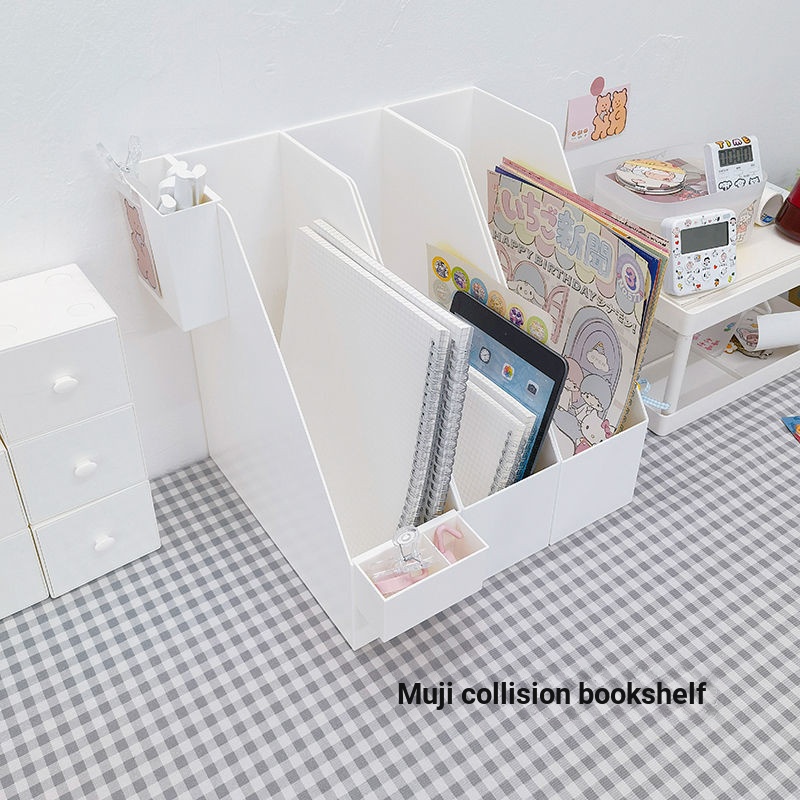 Japanese Style File Box Muji Simple Desktop File Rack Bookshelf Plastic ...