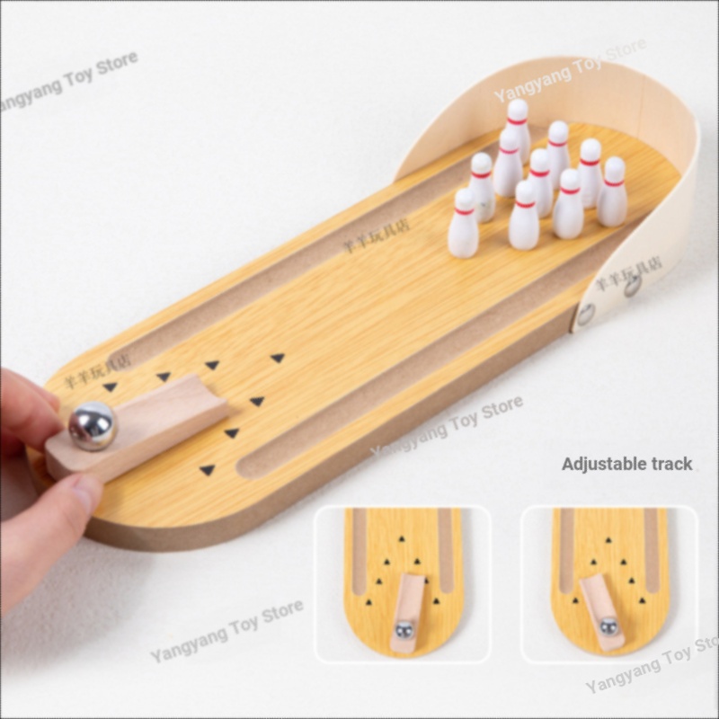 Wooden Mini Bowling Children Parent-Child Interaction Ball Game Battle ...