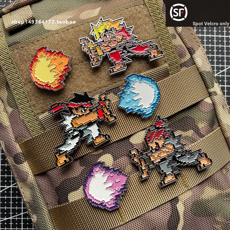 Metal Arcade Game Wave Fist Mosaic Pixel Morale Chapter 3D Velcro Patch ...