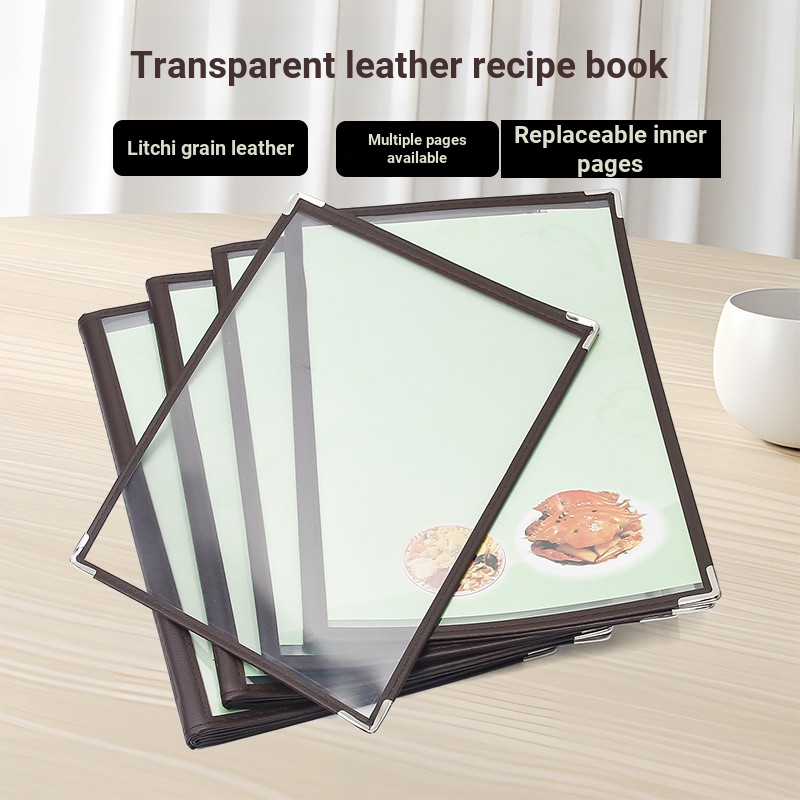 Transparent Transparent Recipe Book Shell A4 Loose-Leaf Menu Book Cover ...