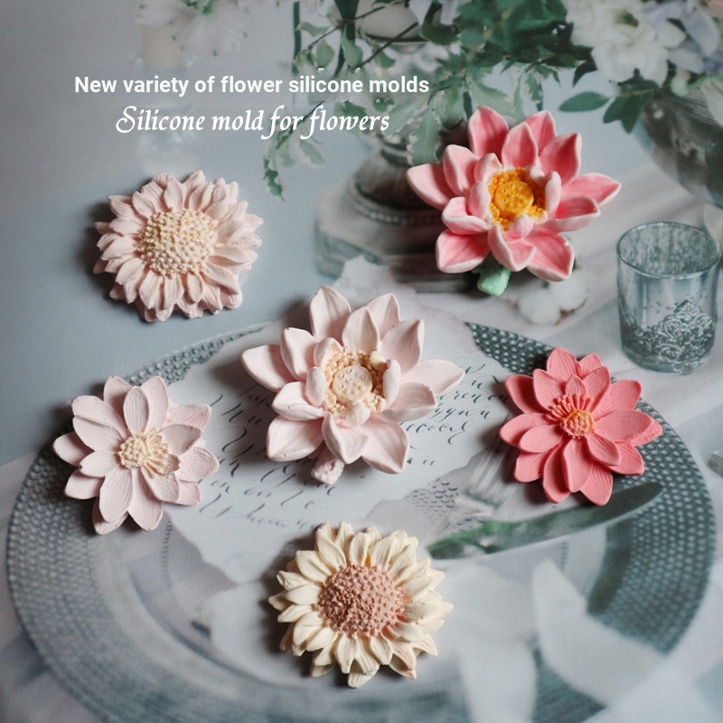 3 Styles Flower Lotus Sunflower Cosmos Aromatherapy Plaster Silicone ...
