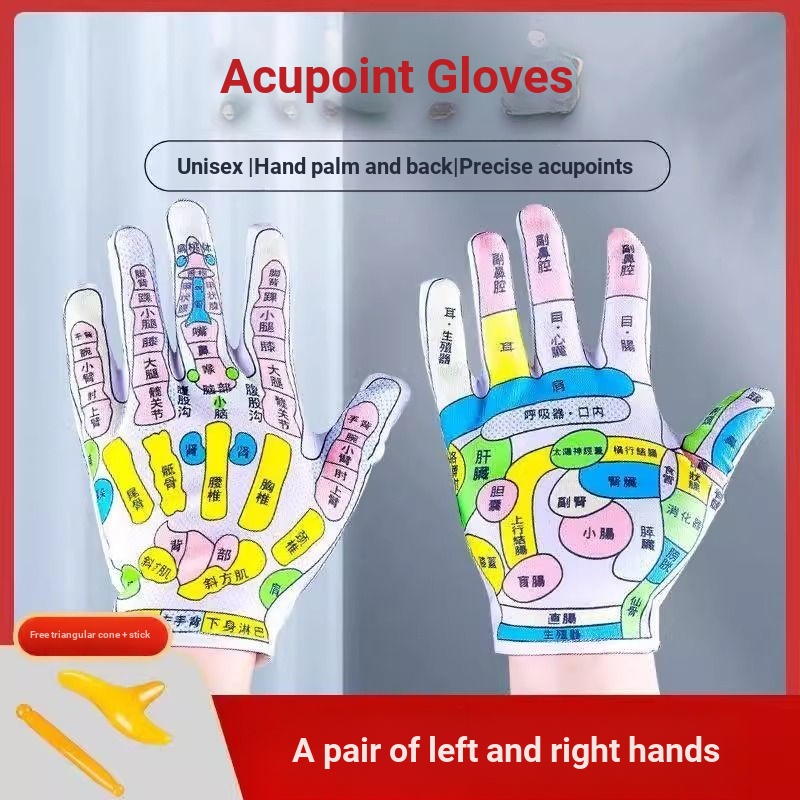 Acupoint Gloves Hand Therapy Massage Tool Hand Reflection Area Map ...
