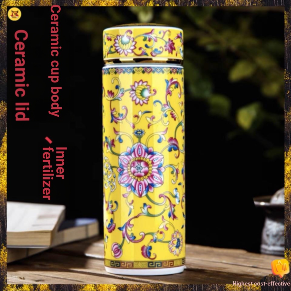 Double layer enamel color ceramic inner bile insulation cup soaked tea ...