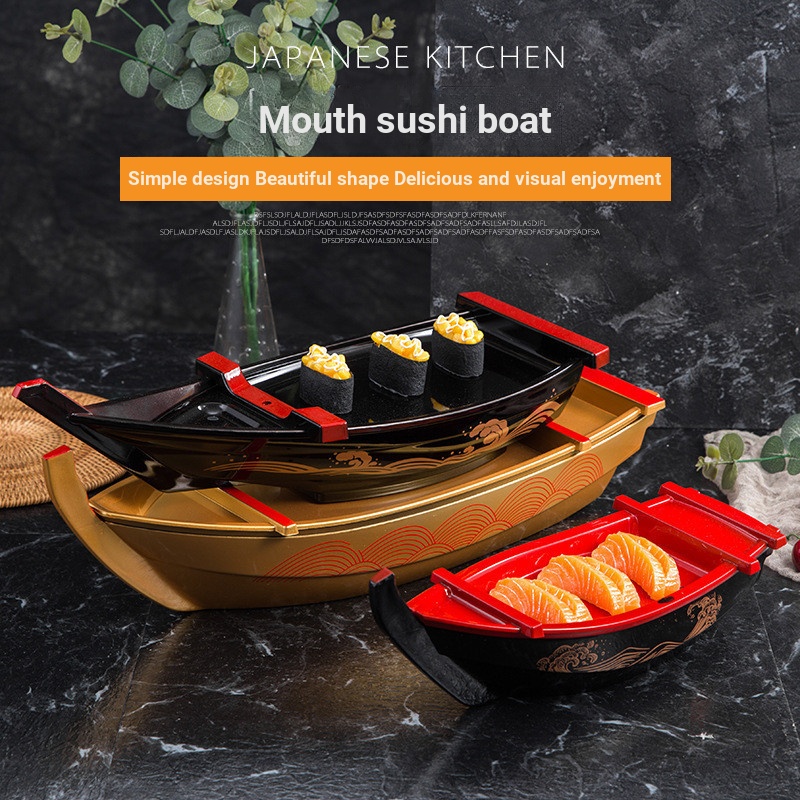 Plastic Japanese Korean Sushi Boat Black Sashimi Boat Sushi Self ...