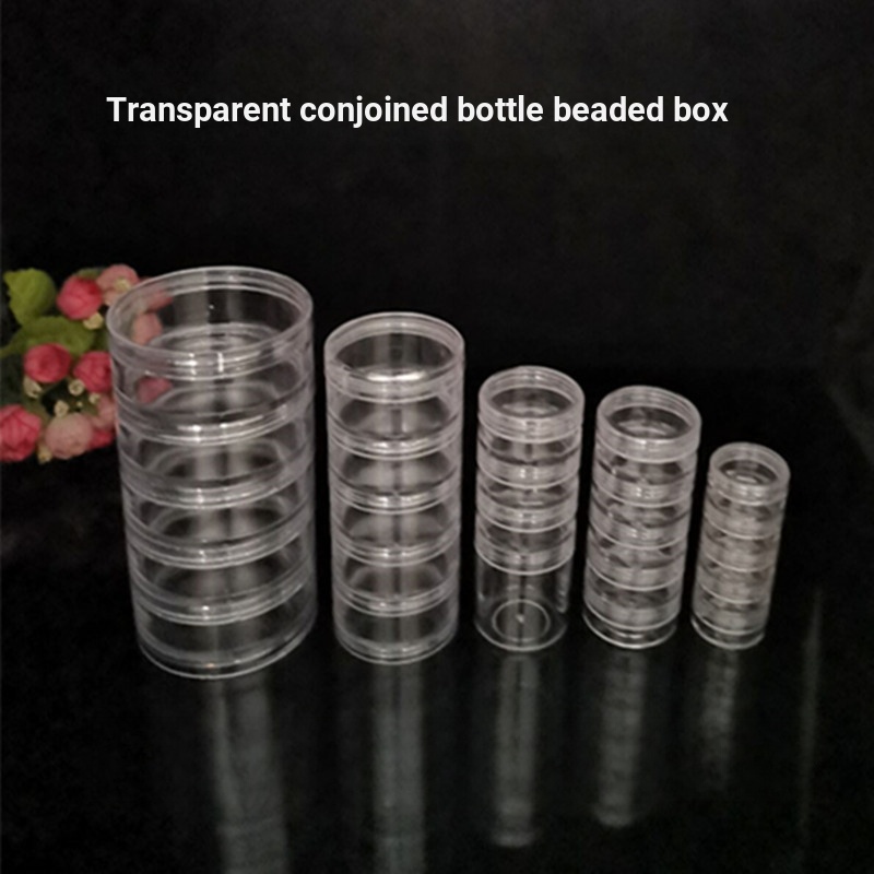 Transparent Transparent 5 Conjoined Bottle Plastic Round Box Loose Beads Rhinestone Packing Box ...