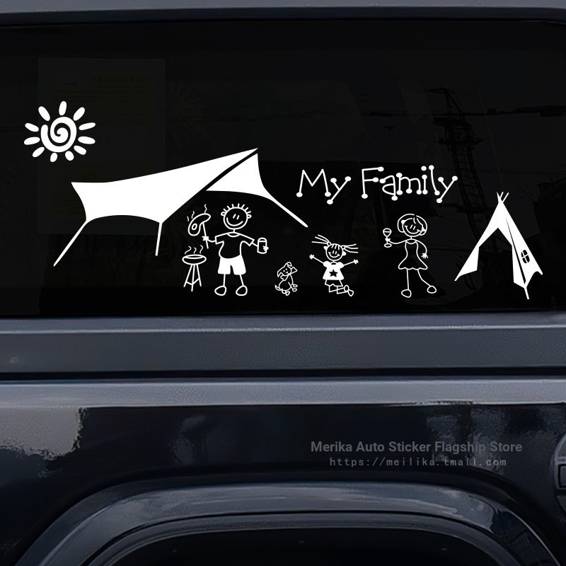 My Family Cartoon Creative Outdoor Camping Off-Road Vehicle Sticker ...