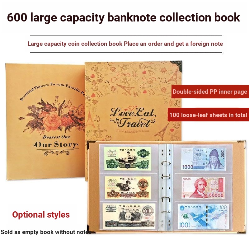 600 Sheets Large Capacity Banknote Collection Book Commemorative ...