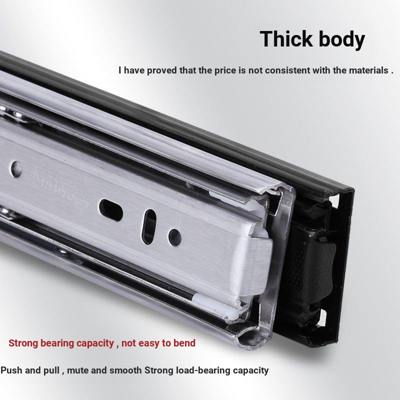 [New Rail Bracket] Qiguang Drawer Three-Section Rail Damping Cushioning ...
