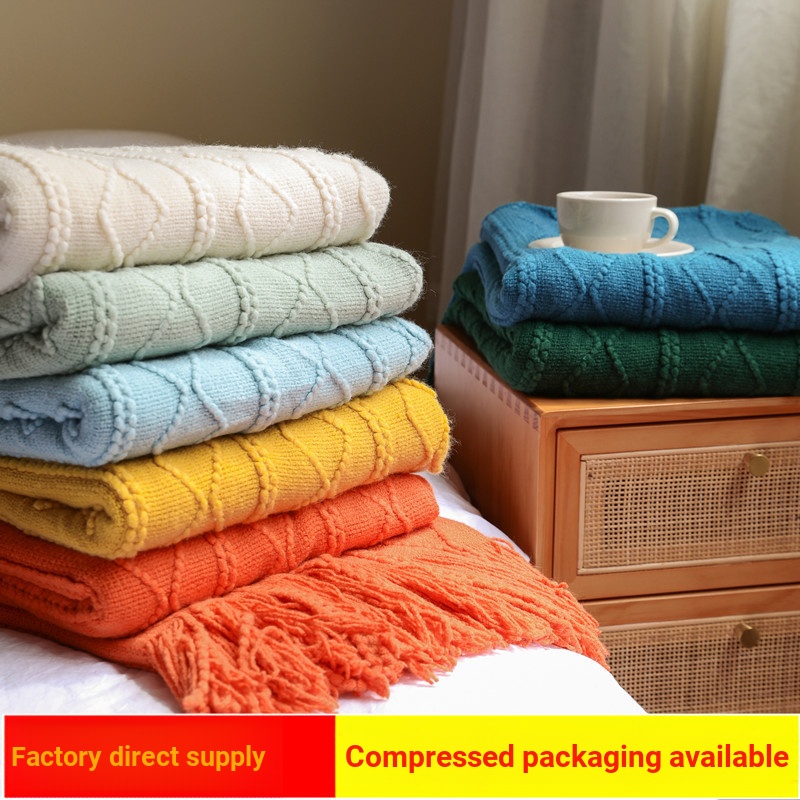 [Life Event Life Hall] Knitted Blanket Sofa Cover Blanket Nordic Blanket Office Summer Air ...