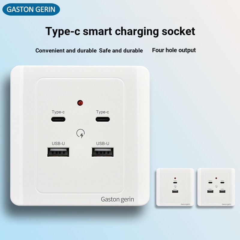 Wall Concealed USB+TYPE-C Fast Charging Socket Hotel Household 86 TYPE ...
