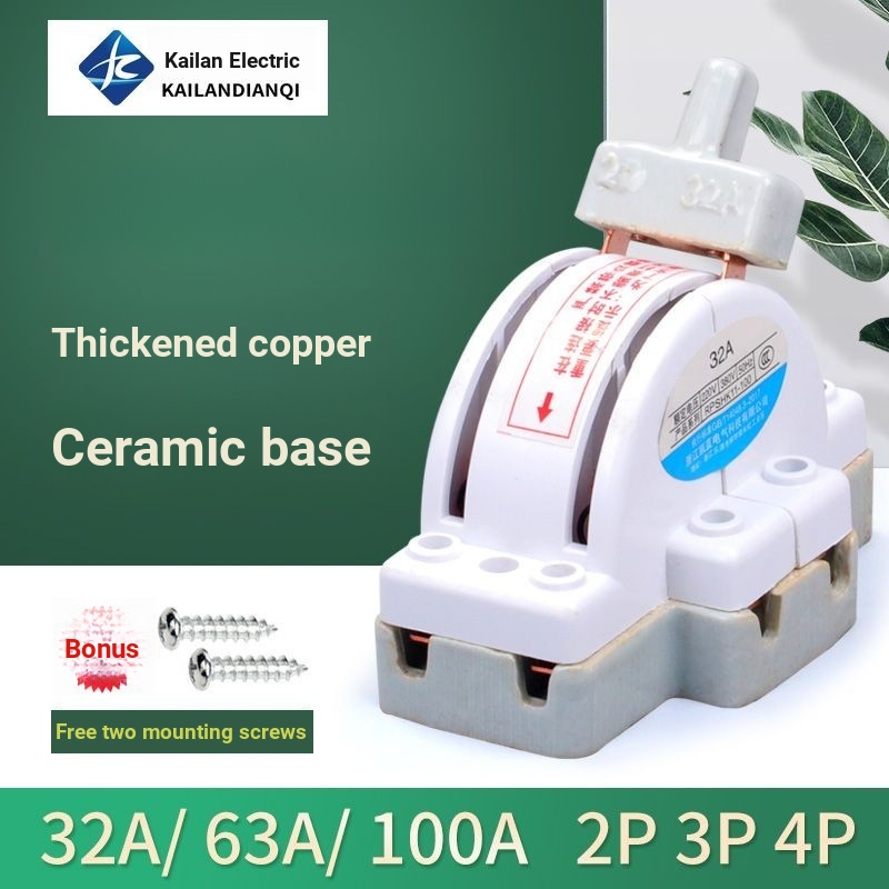 Two-way Double-Casting Shaft Knife Switch Ceramic 32A Household 2P ...