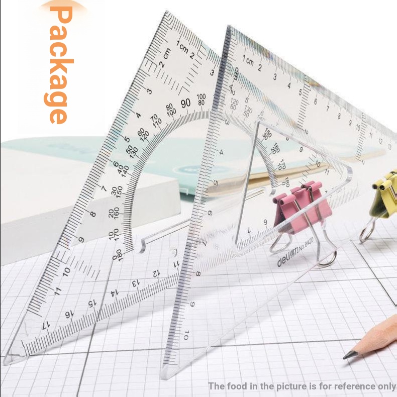[Deli Office Ruler] Deli Plastic Triangle Ruler Set Multifunctional Large Size Right Angle Ruler ...