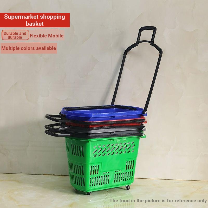 Hot Supermarket Shopping Basket Shopping Basket Trolley with Wheel Convenience Store Shopping ...