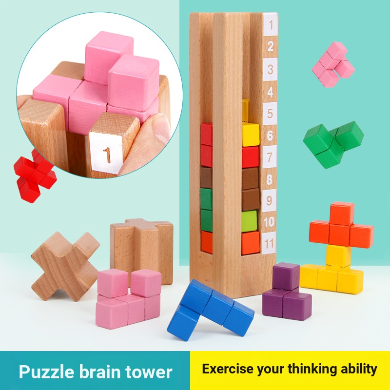 Children Space Logical Thinking Training Brain Tower Building Blocks ...