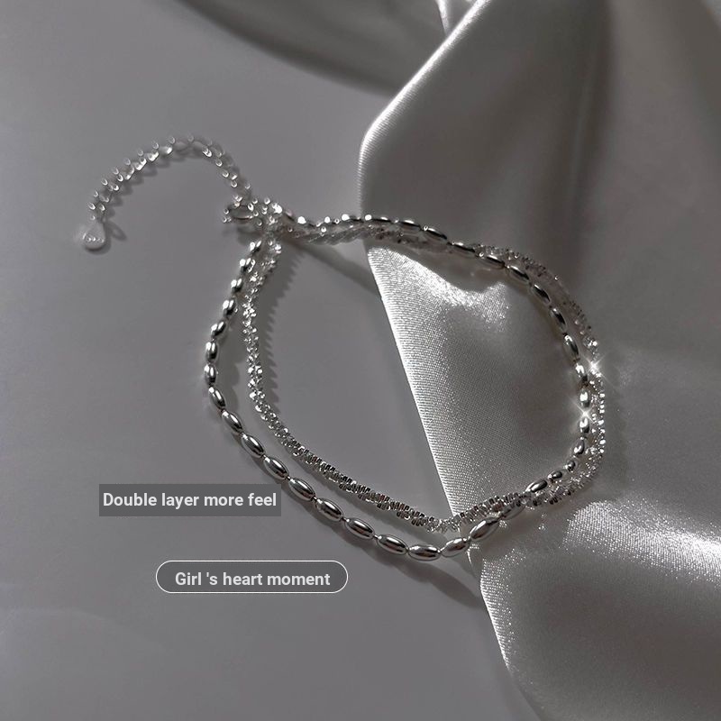 [Heart Double Layer] Anklet 925 Sterling Silver Stacking Anklet Female ...