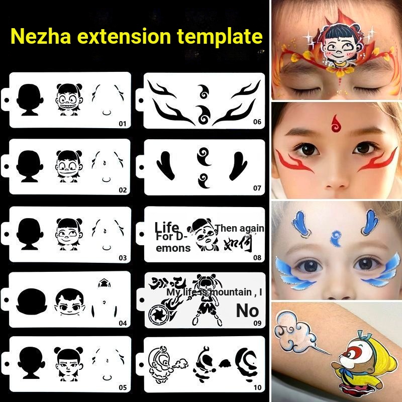 Children's Facial Painting Nezha Template Ao Bing Eyebrow Stickers ...