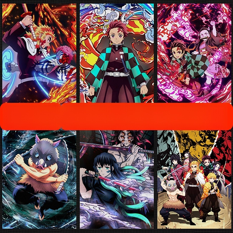 Demon Slayer Poster Wall Sticker Japanese Anime Poster Demon Slayer ...