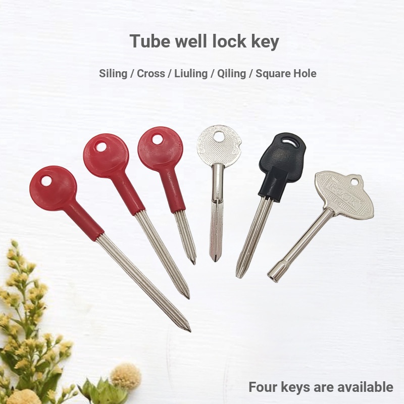 Red Six Water Chestnut Four Diamond Cross Tube Well Lock Key Square ...