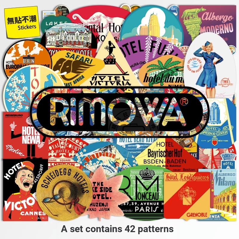 42 Pieces Large Sheet rimowa Luggage Stickers Retro Waterproof Suitcase ...