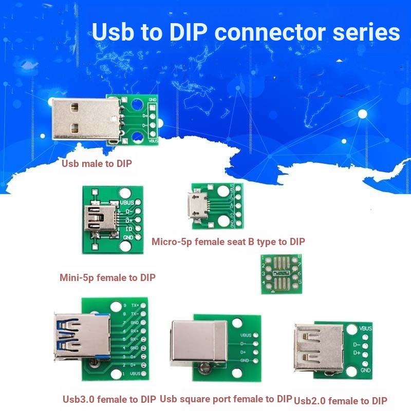 Micro USB to Dip Female Socket B Type Mike 5p Patch to Straight Plug ...