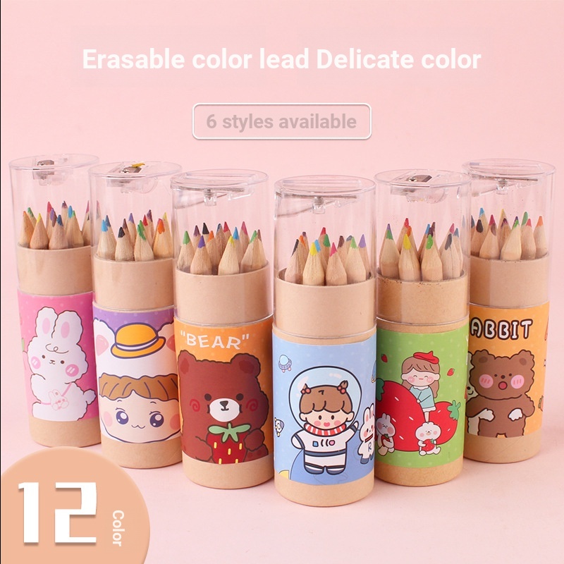 Wheat Field Life Store 12 Color Barrel Colored Pencils Children ...