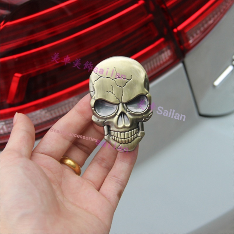 Car Decoration Label Skull Car Label Halloween Modified Metal Body ...