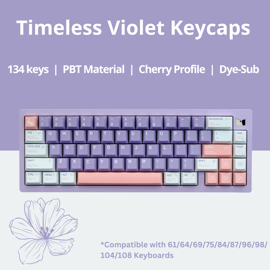 Timeless Violet Keycaps | Cherry Profile | PBT Dye-Sub | Royal Kludge ...