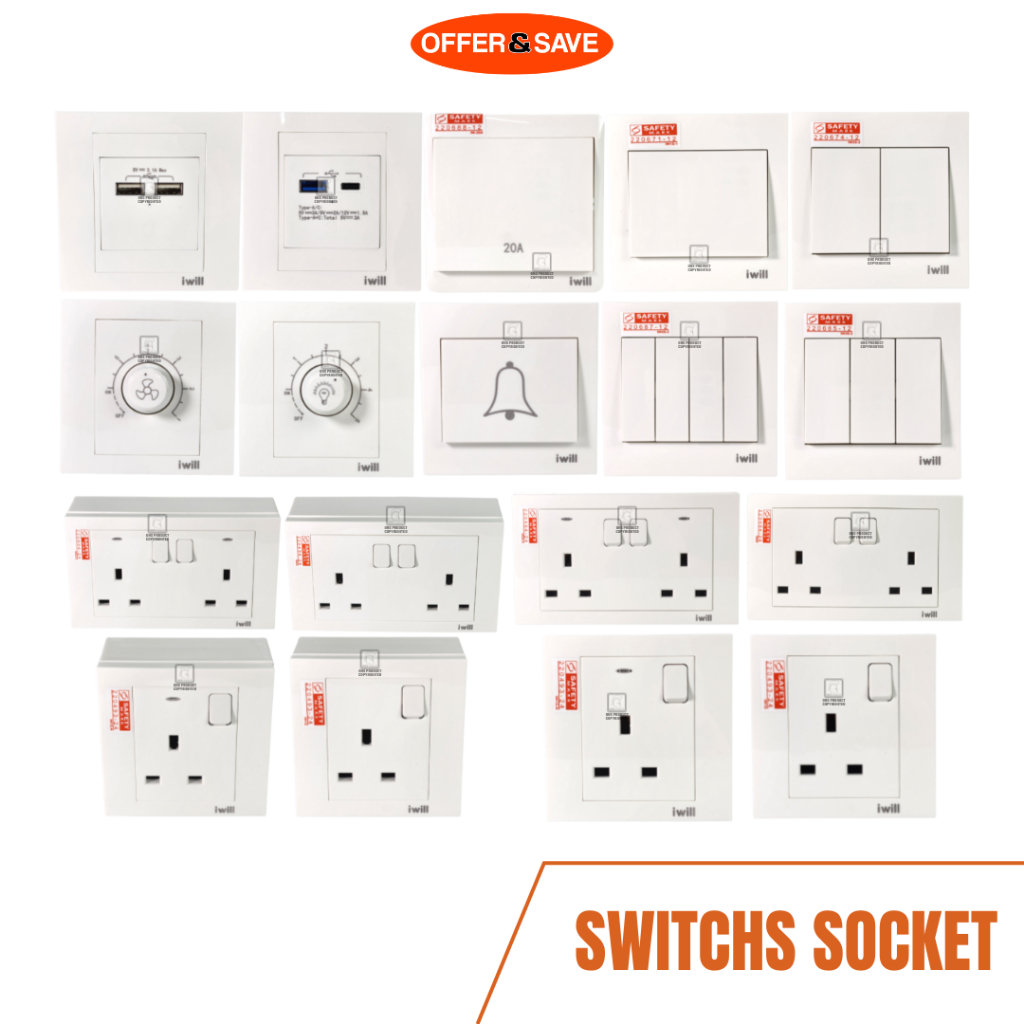 ONS Switch / Socket [Dimmer - USB Wall Socket - Push Switch - Socket with Mounting Box ...