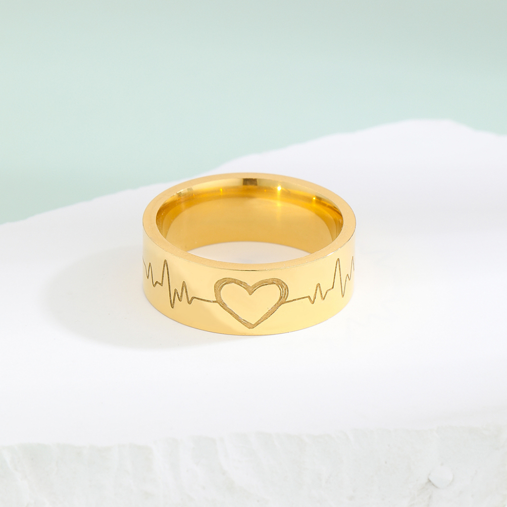 Stainless Steel Engraved Real EKG Heart Beat Monitor Ring Baby Heart ...