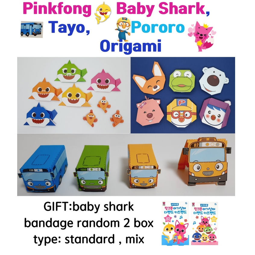 Pinkfong Baby Shark Origami Tayo Origami, Pororo Origami, creative ...